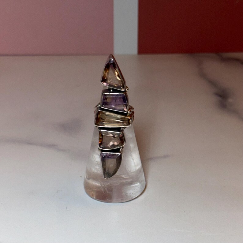 Ametrine Sterling Silver Ring: Multi-stone Design - Etsy