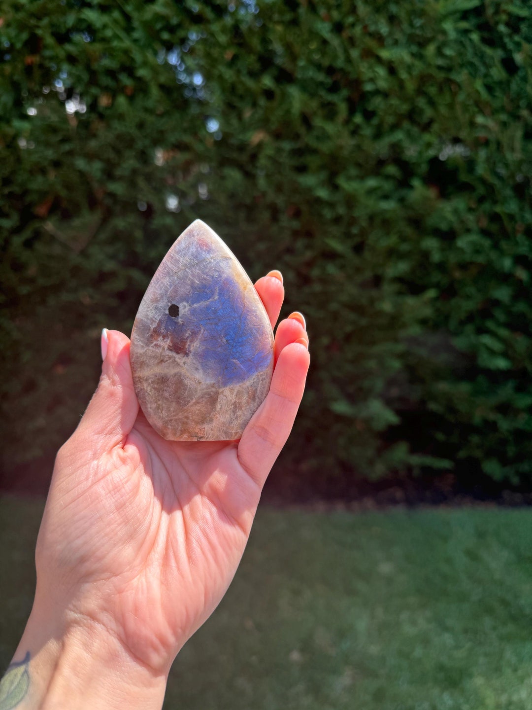 Beautiful Flashy Peach Moonstone Crystal Flame, Peach Sparkly Crystal ...