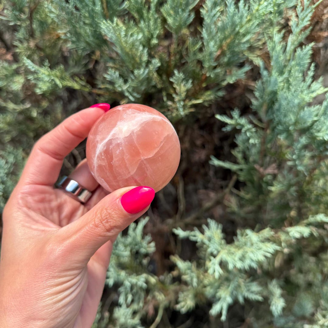 Rose Calcite Crystal Sphere: Heart Healing Stone, Reiki Energy - Etsy