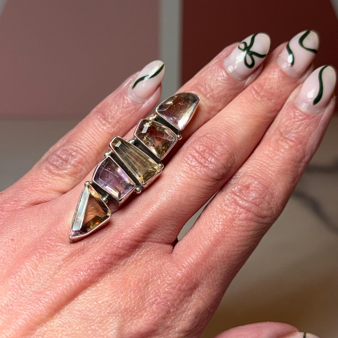 Ametrine Sterling Silver Ring: Multi-stone Design - Etsy