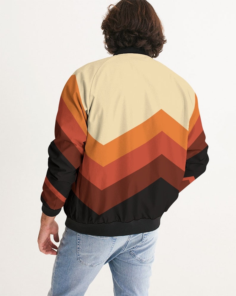 Men's Bomber Jacket 70's Stripe Retro Style Fall Jacket - Etsy