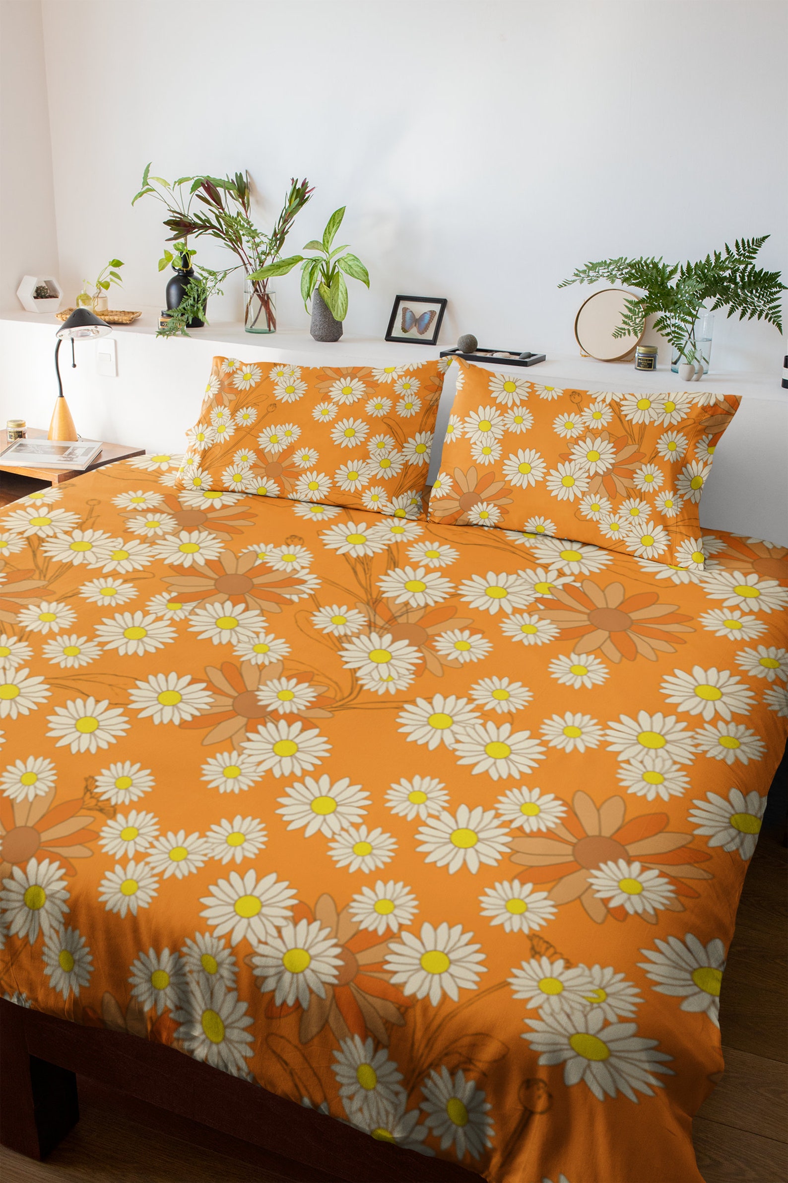 Premium Cotton Retro Duvet Cover Set Yellow Daisy Print 70s | Etsy