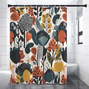 Contemporary Nature Pattern Shower Curtain | Mid Century Modern ...