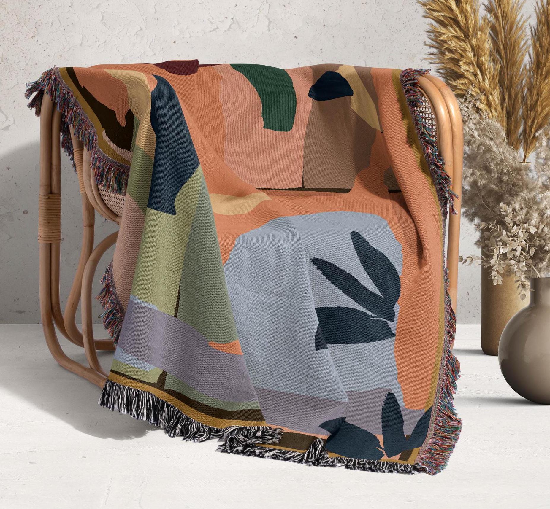 Large Woven Throw Blanket | Contemporary Modern Tapestry | MCM Retro ...