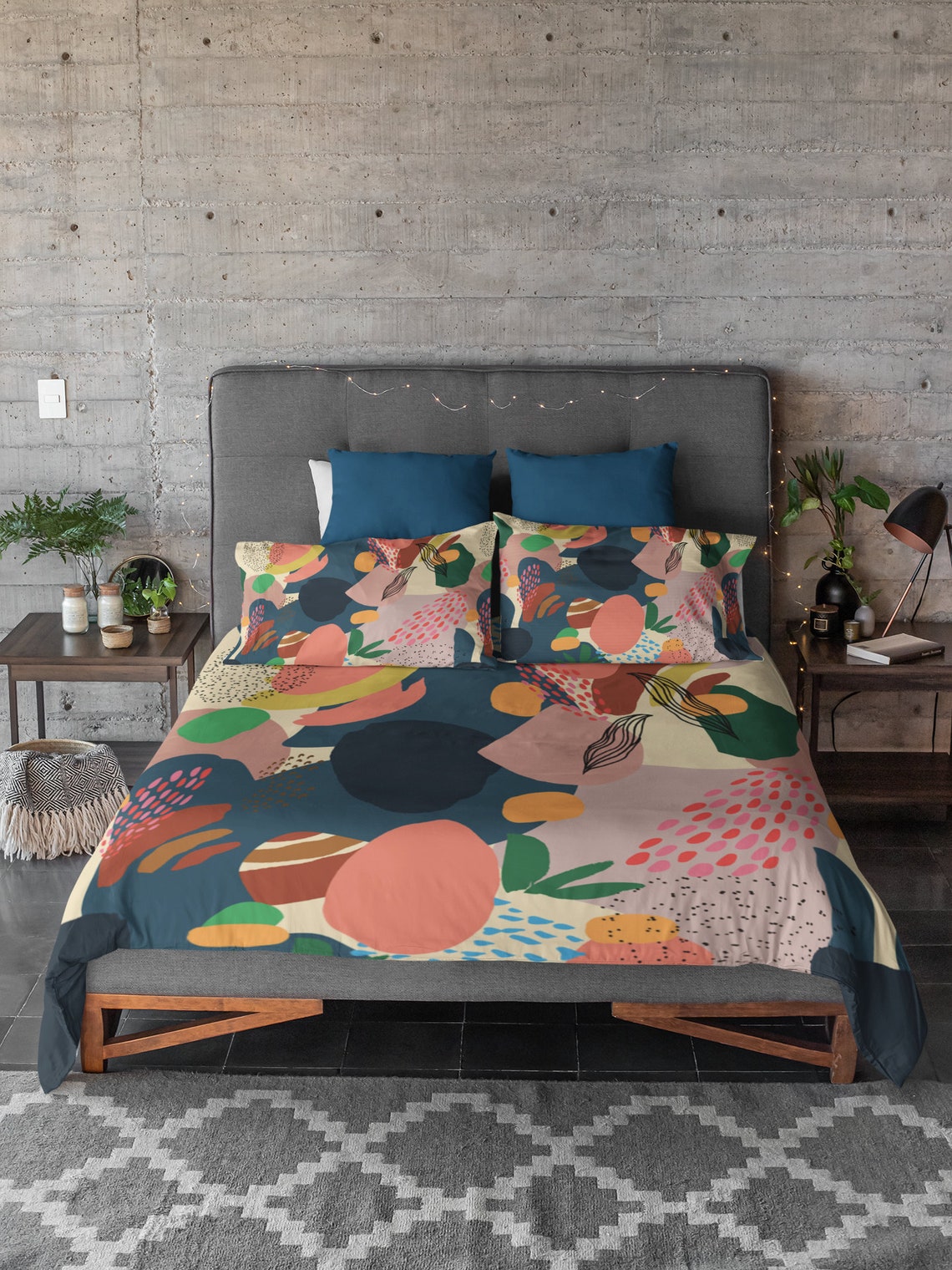 Abstract Organic Shapes Cotton Sateen Duvet Cover Set - Etsy