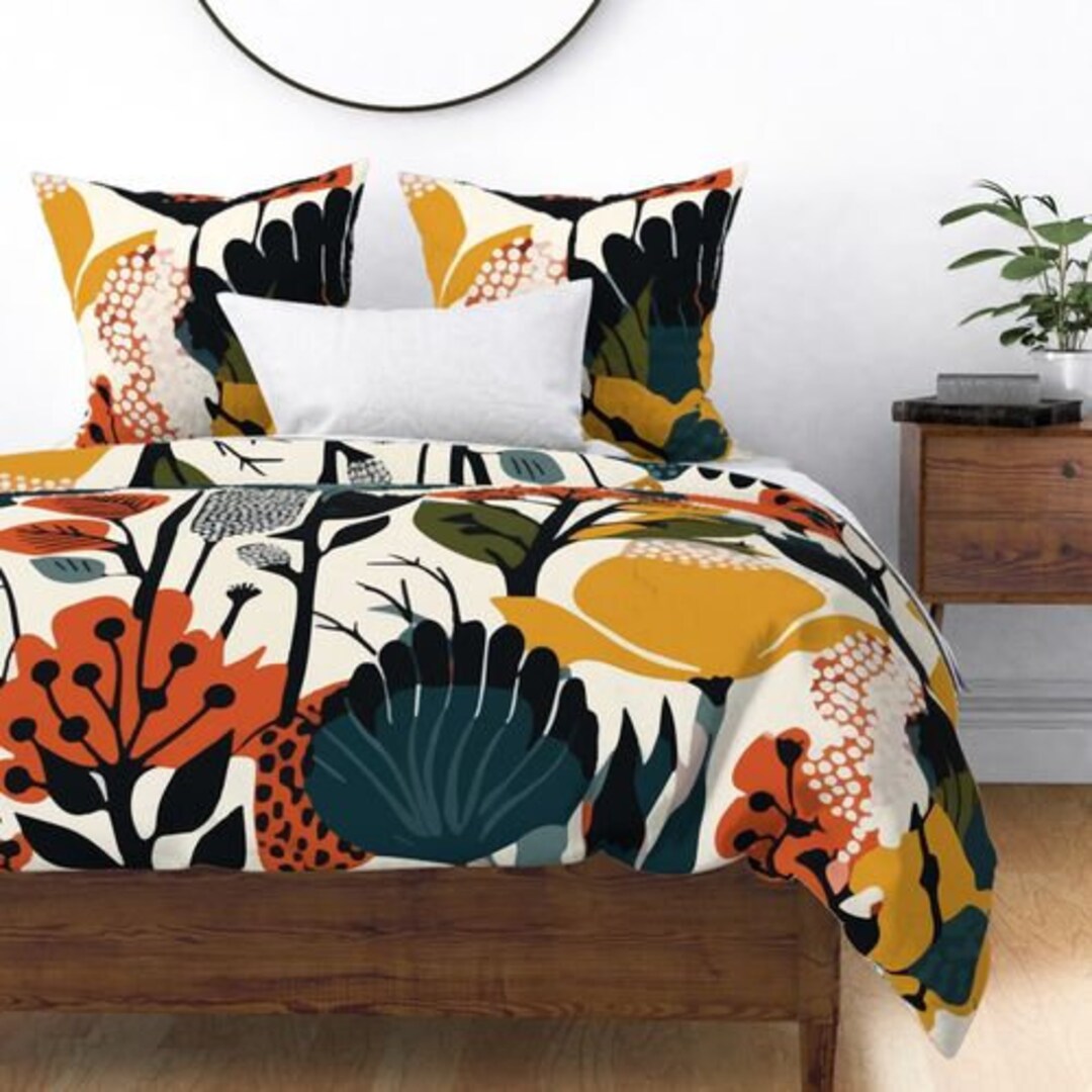Premium Cotton Duvet Cover Set in a Contemporary Nature - Etsy