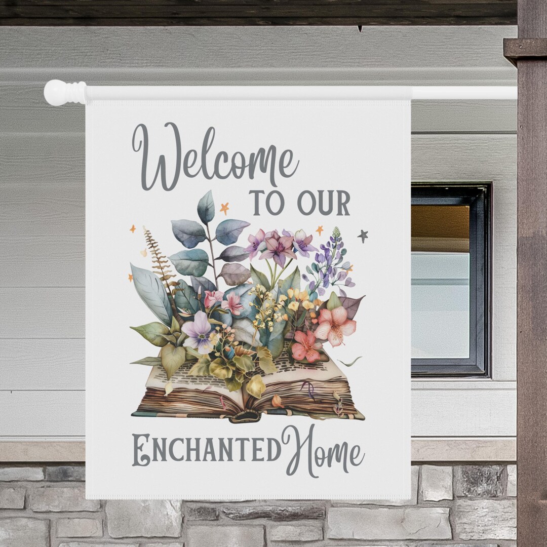 Witchy Garden Flag, Welcome to Our Enchanted Home House Flag, Wiccan ...