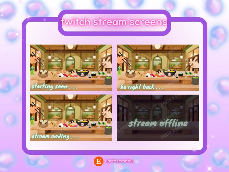 Animated Twitch Screens Cozy Sushi Screens Stream Starting, Be Right ...