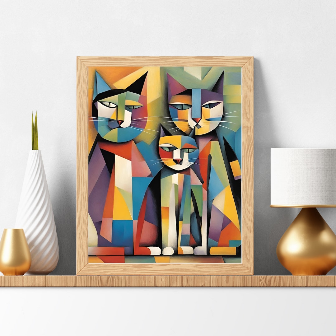 Cubist Cats, Digital Download, Wall Art, Feline Home Decor, Abstract ...