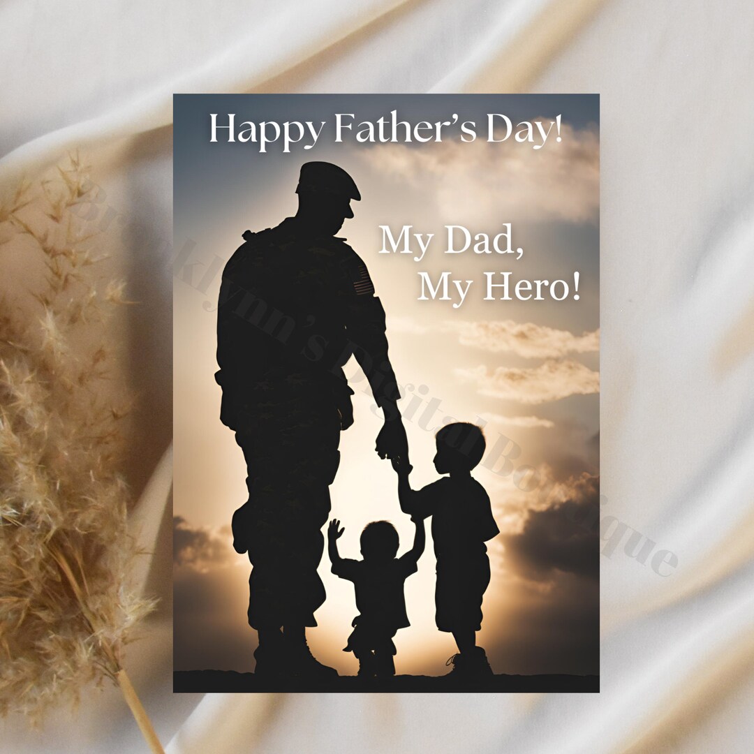 Military Soldier Father's Day Printable Card, Digital Download, Unique ...