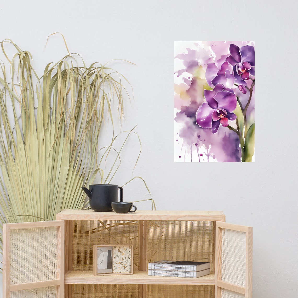 Purple Watercolor Orchid Poster 24x30 Inches Print on Demand Home Decor ...