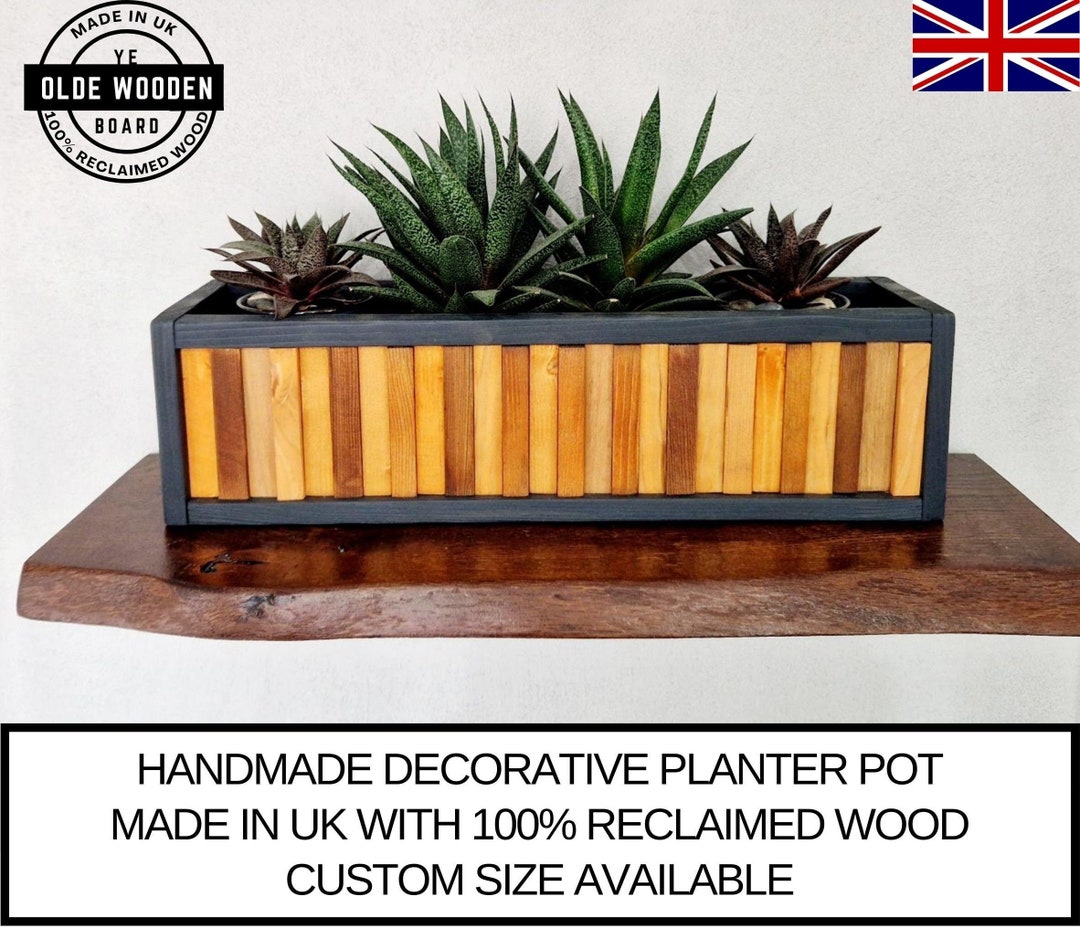 Decorative Cacti Planter Wooden Trough Box for Succulent or Herbs ...