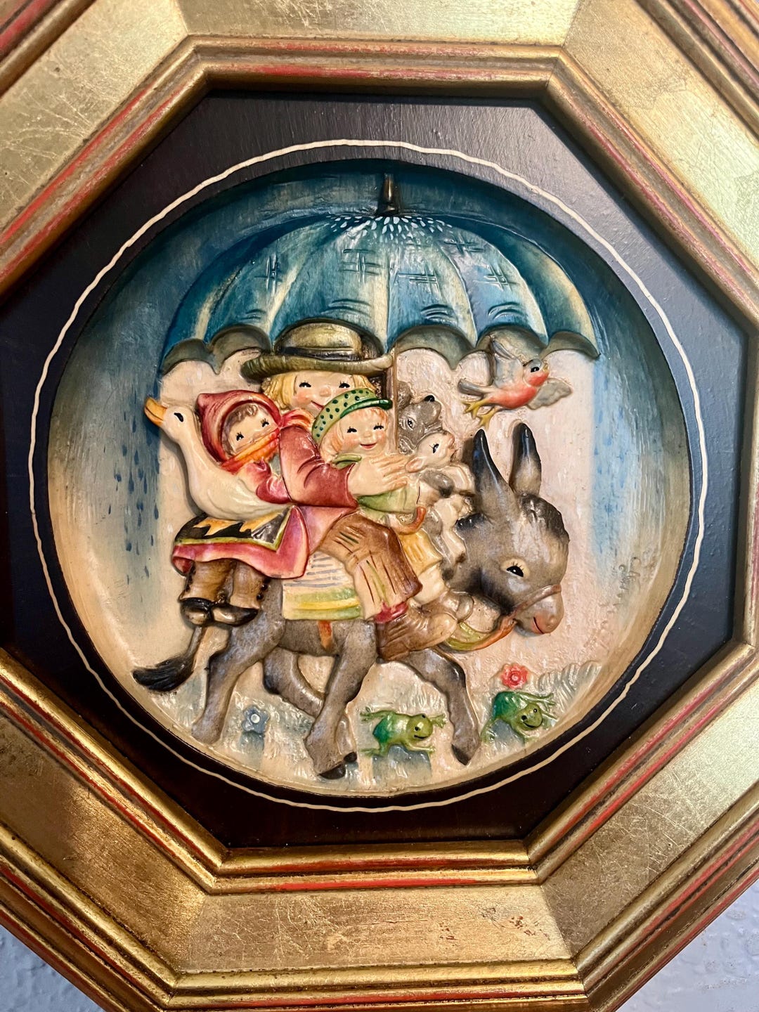 ANRI FERRANDIZ Wood Framed Wall Plate riding Through the Rain 1281/2500 ...