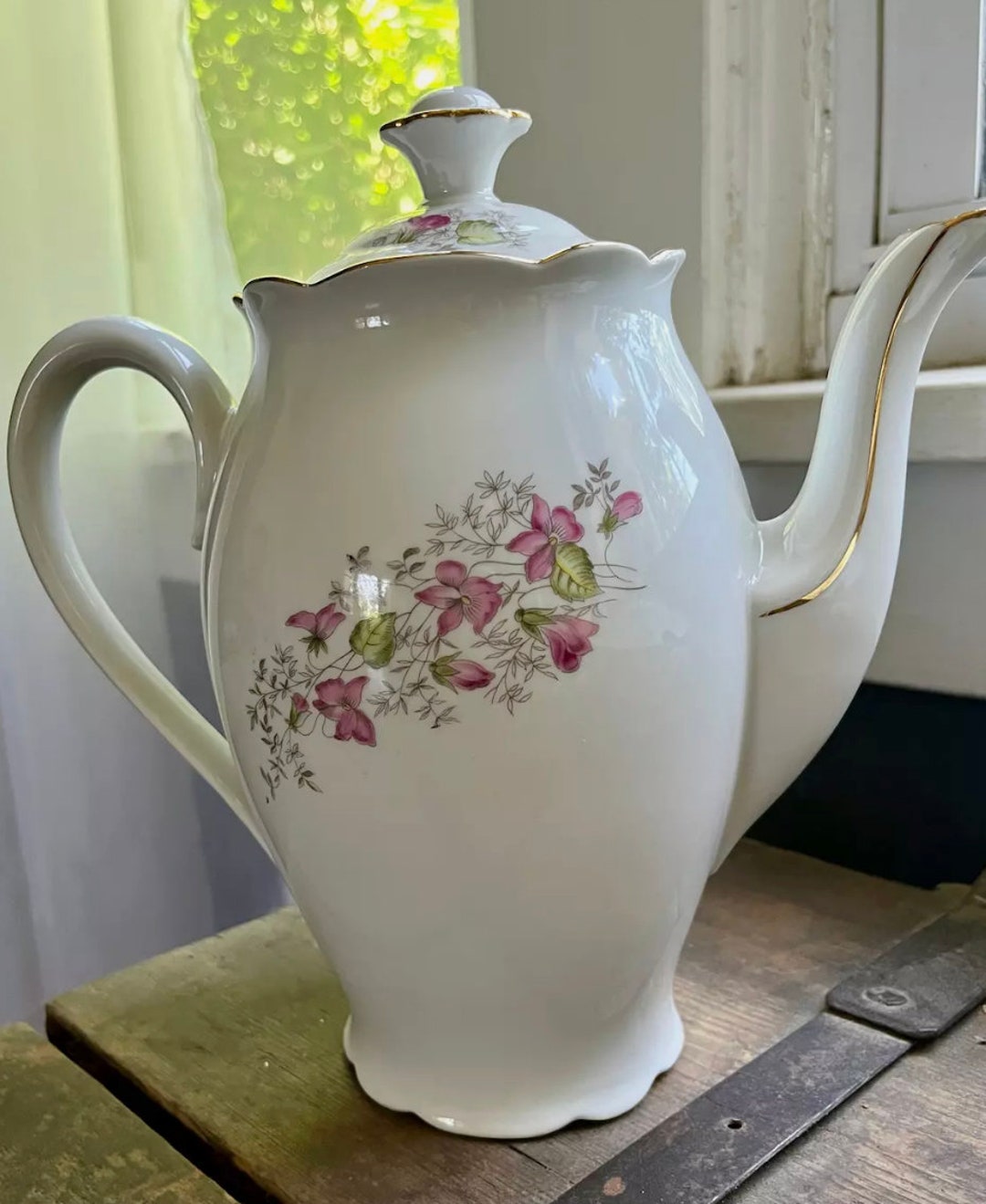 MZ Austria Hand Painted Porcelain Floral Scalloped Base Coffee ...