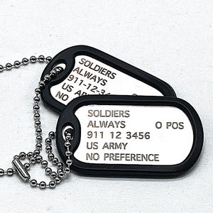 Stainless Steel, US Army, First Responders Dog Tag ID Set, Personalized ...