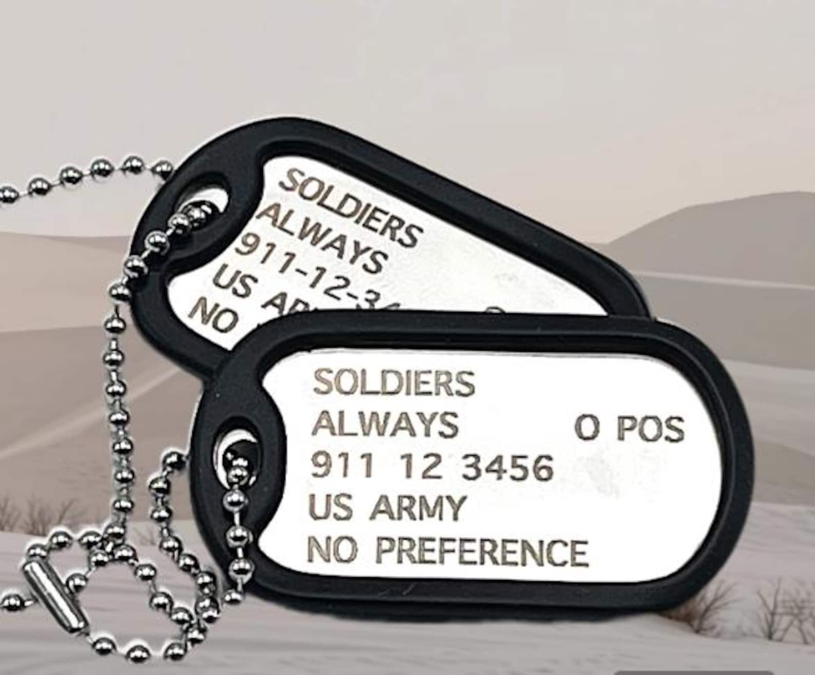 Stainless Steel, US Army, First Responders Dog Tag ID Set, Personalized ...