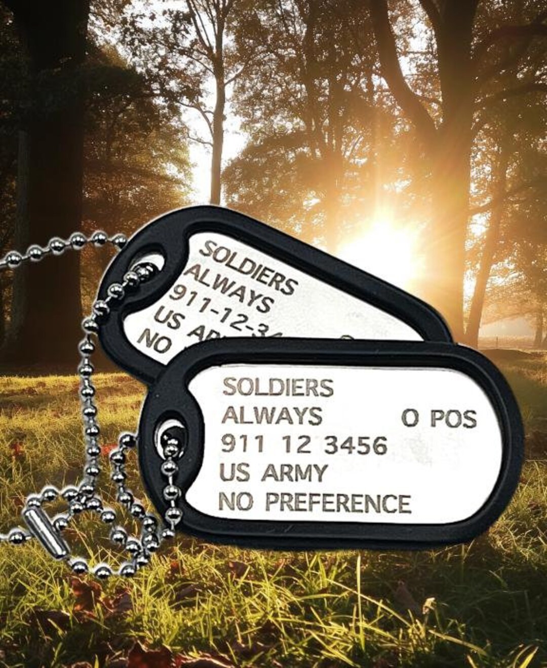 Stainless Steel, US Army, First Responders Dog Tag ID Set, Personalized ...