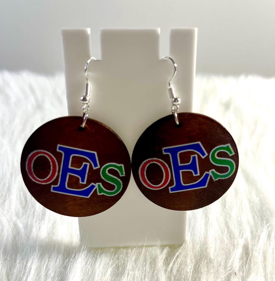 Order of Eastern Star Symbol, Beautifully Etched on Wood, Unique Earrings, OES - Etsy