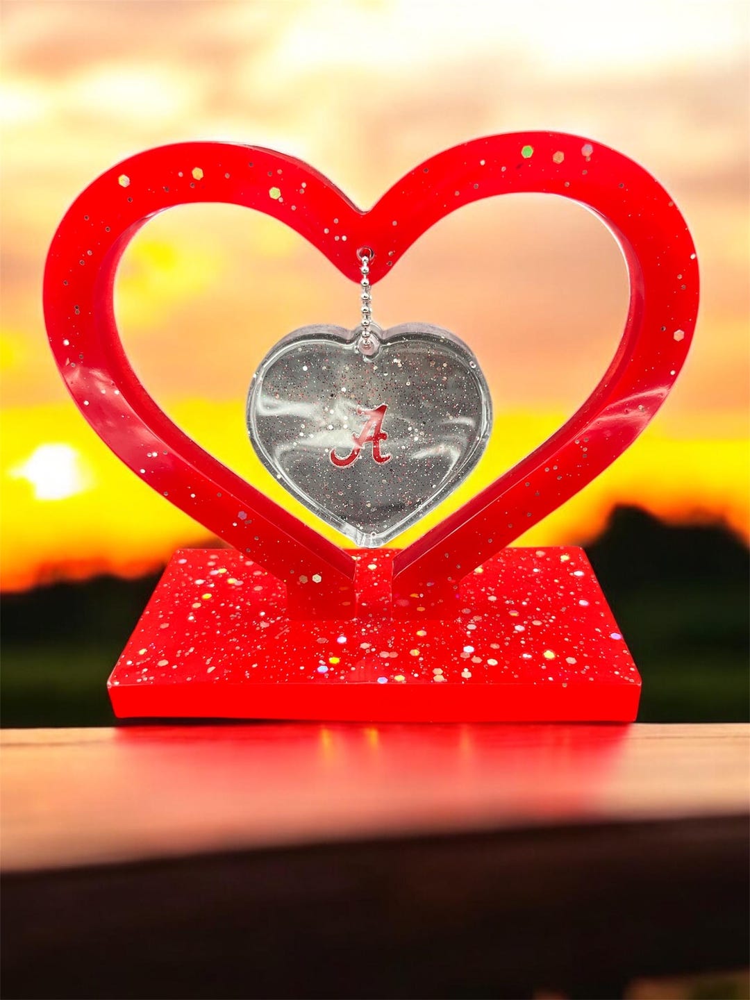 Alabama Heart Customizable Heart Center Piece - Etsy