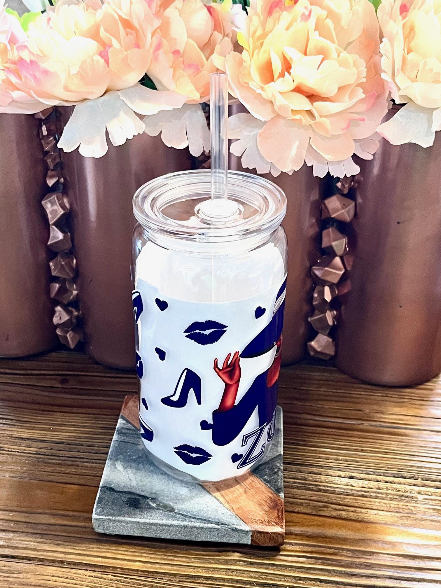 Zeta Phi Beta Lady 16oz Cup With Lid and Straw - Etsy