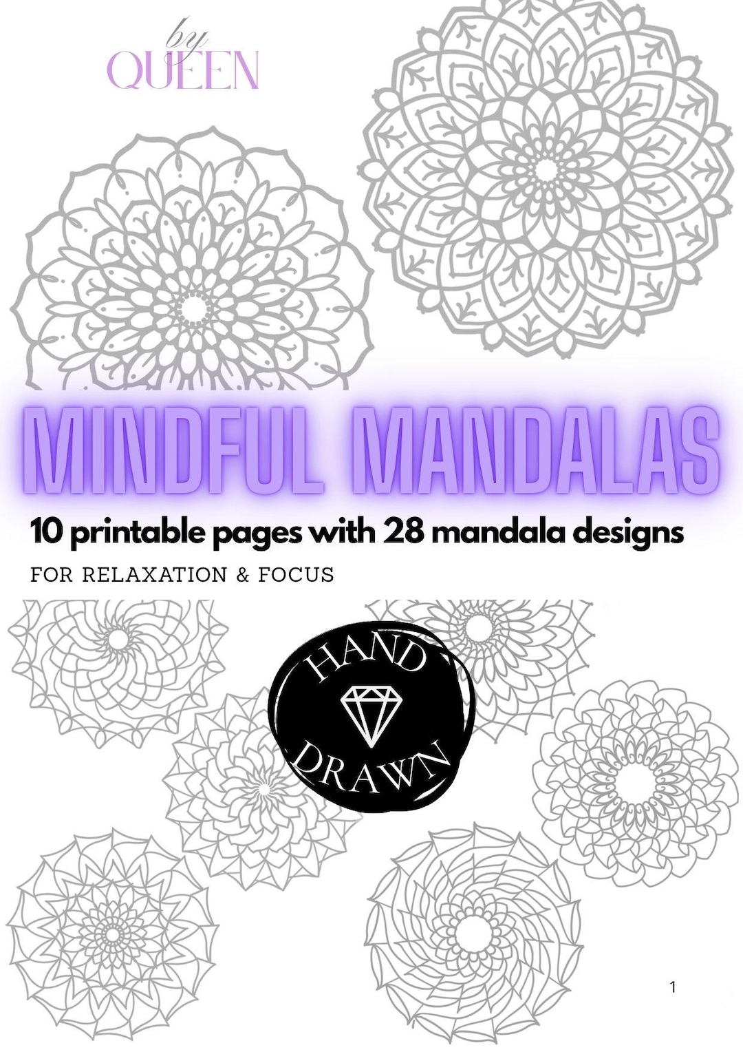 Mini Mandalas Coloring Pages / 28 Hand-drawn Designs / Printable Adult ...