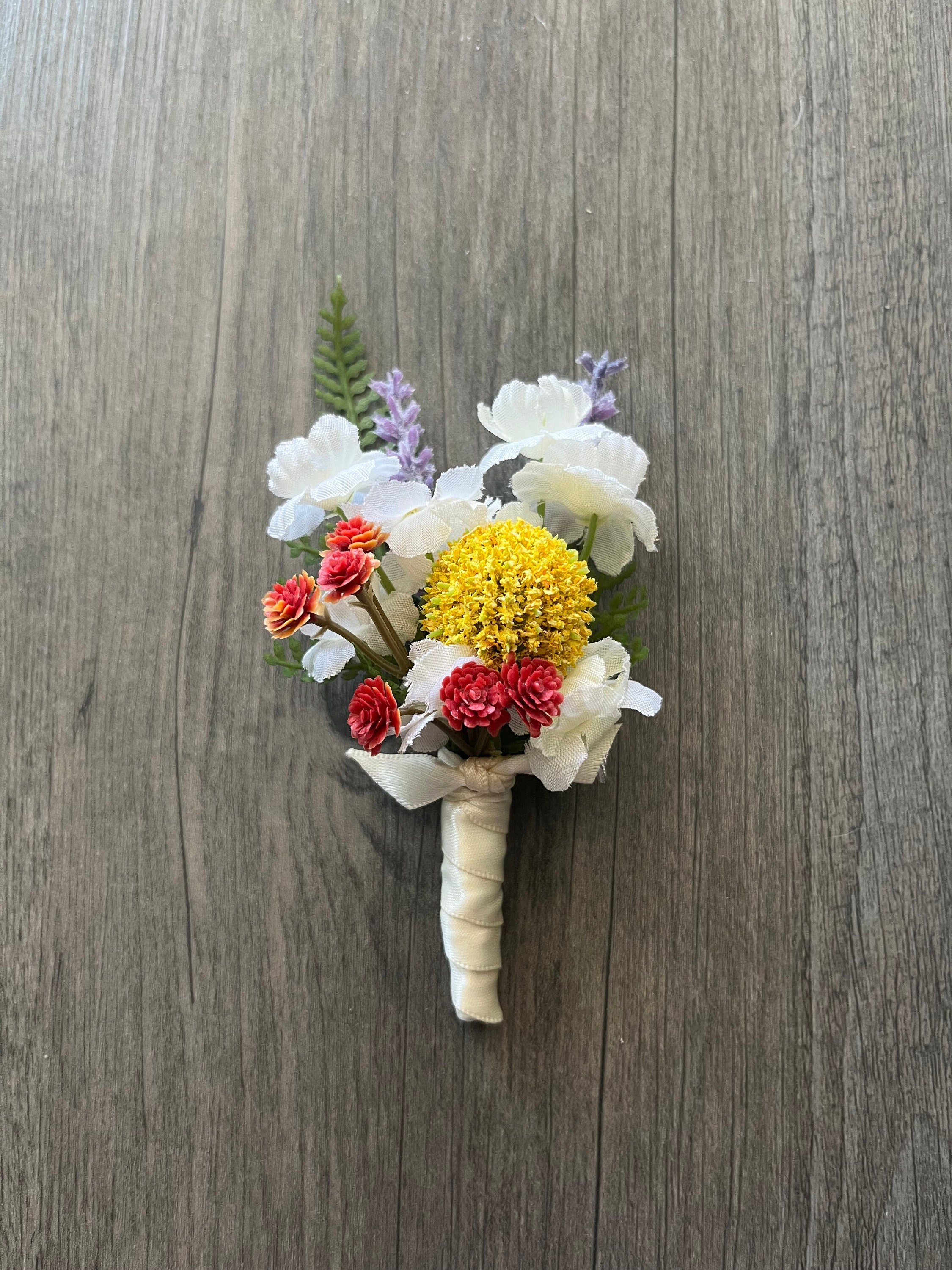 Wildflower Lavender Boutonniere, Handmade Rustic Wedding Boutonniere ...
