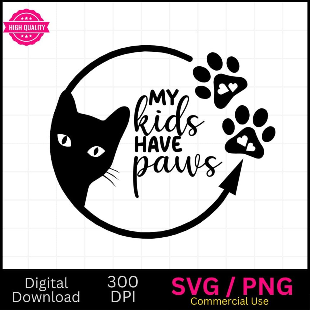 Cat Paw SVG: Kitten Footprint Vector Clipart (digital Download) - Etsy