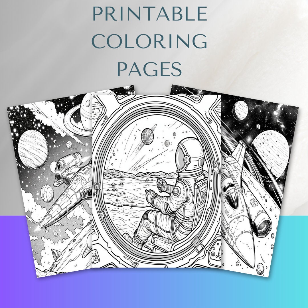 50 Outerspace Coloring Book Digital Download Coloring Page Printable ...
