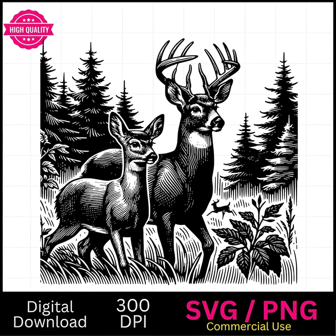 Buck and Doe SVG, Buck Clipart, Whitetail Svg, Hunting Svg, Deer ...
