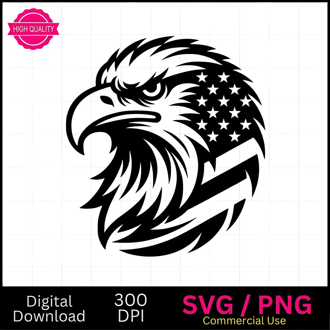 American Flag Eagle Head Laser Cut File | Patriotic USA SVG | Eagle ...