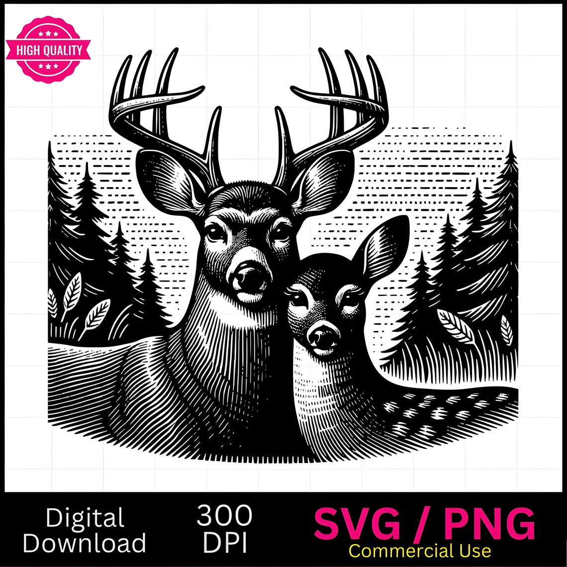 Buck and Doe SVG: Whitetail Deer Clipart (digital Download) - Etsy