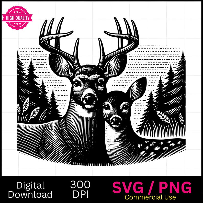 Buck and Doe SVG, Buck Clipart, Whitetail Svg, Hunting Svg, Deer ...
