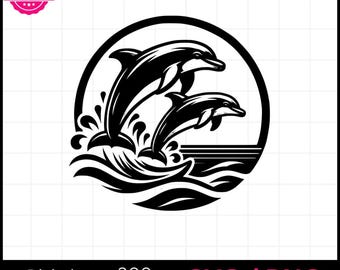 Delfine springen SVG PNG: Ozean Vektorgrafik (Digitaler Download) - Etsy.de