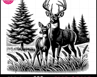 Buck in Woods SVG, Buck Clipart, Whitetail Svg, Hunting Svg, Deer ...