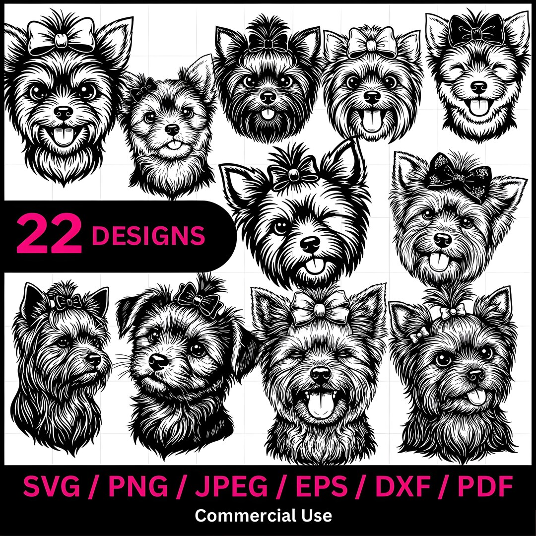 Yorkshire Terrier SVG Bundle, Cute Yorkie Clipart, Dog Breed PNG ...