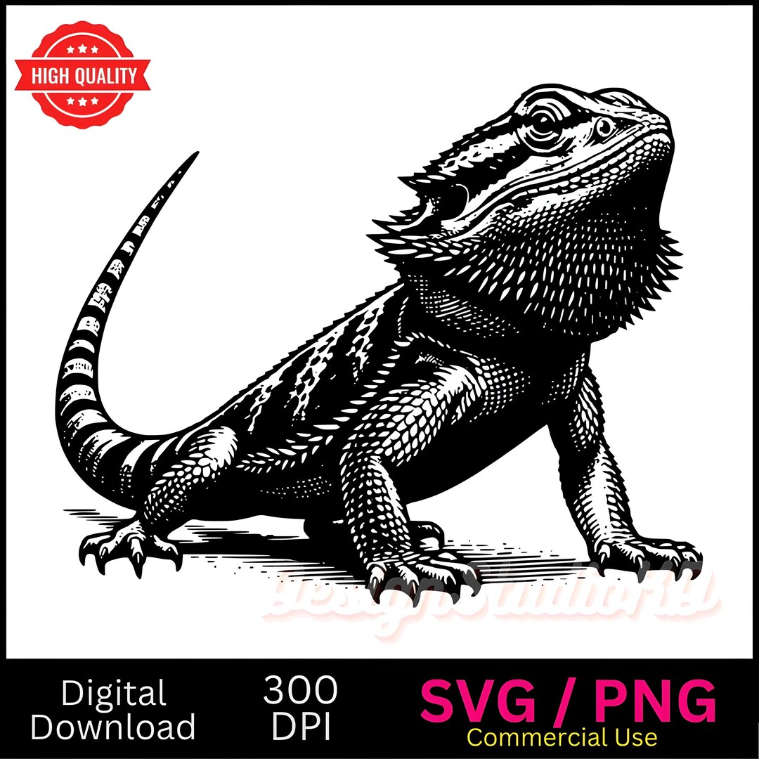 Bearded Dragon Design | SVG PNG | Vector Graphic Cut File Laser Clip ...