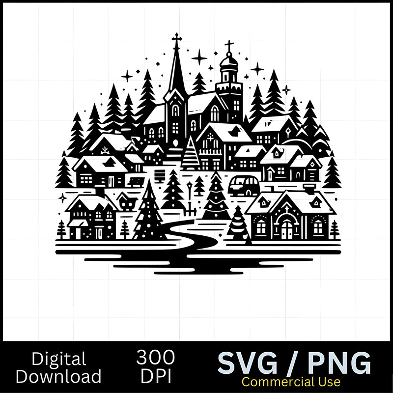 Christmas Town Svg - Etsy