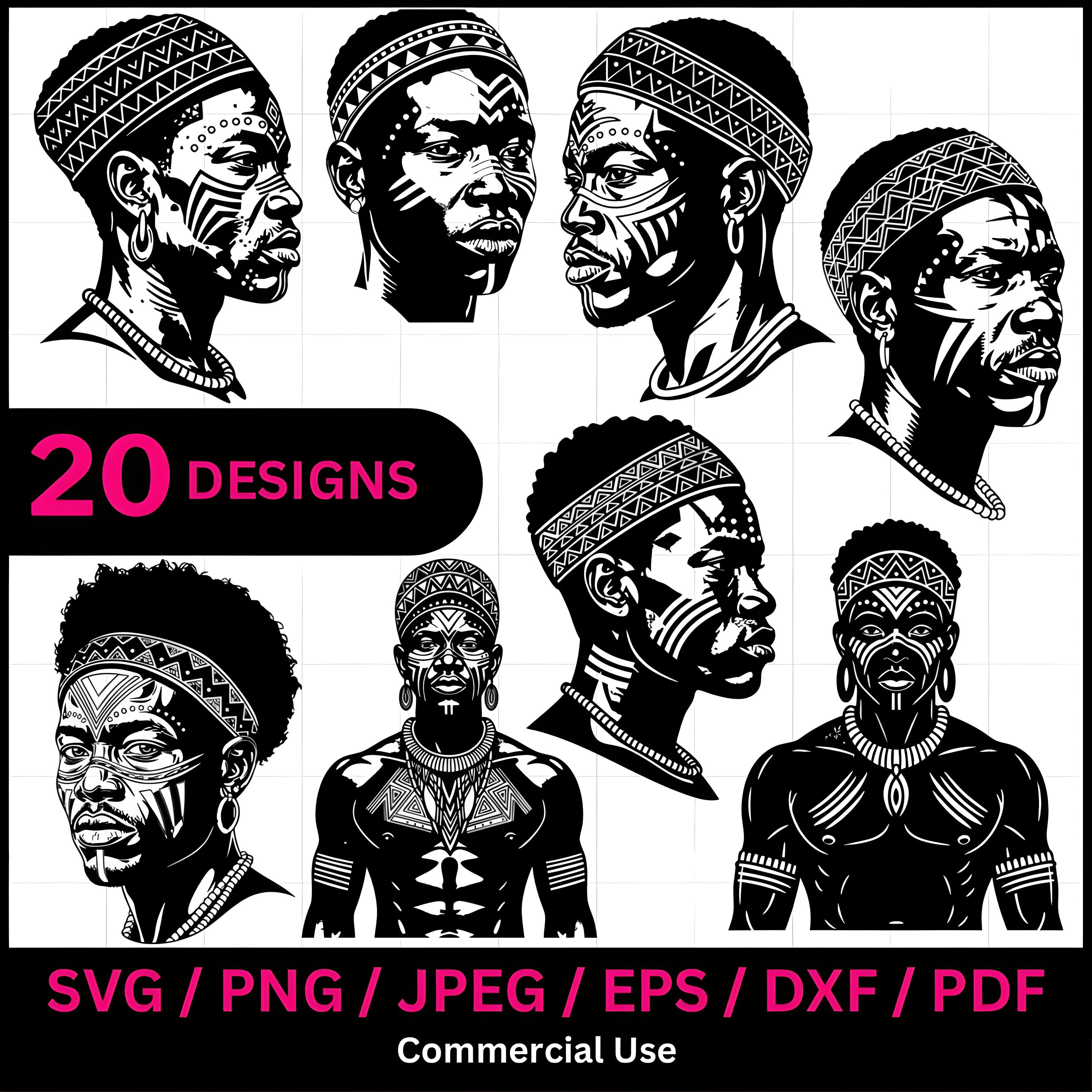 African Tribal Man SVG | Tribal Silhouette Laser Cut File | Ethnic Wall ...