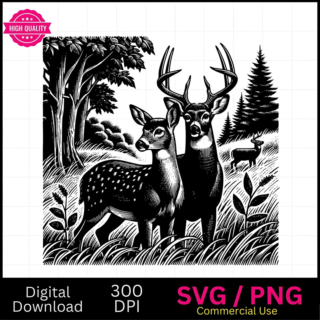 Buck and Doe SVG, Buck Clipart, Whitetail Svg, Hunting Svg, Deer ...