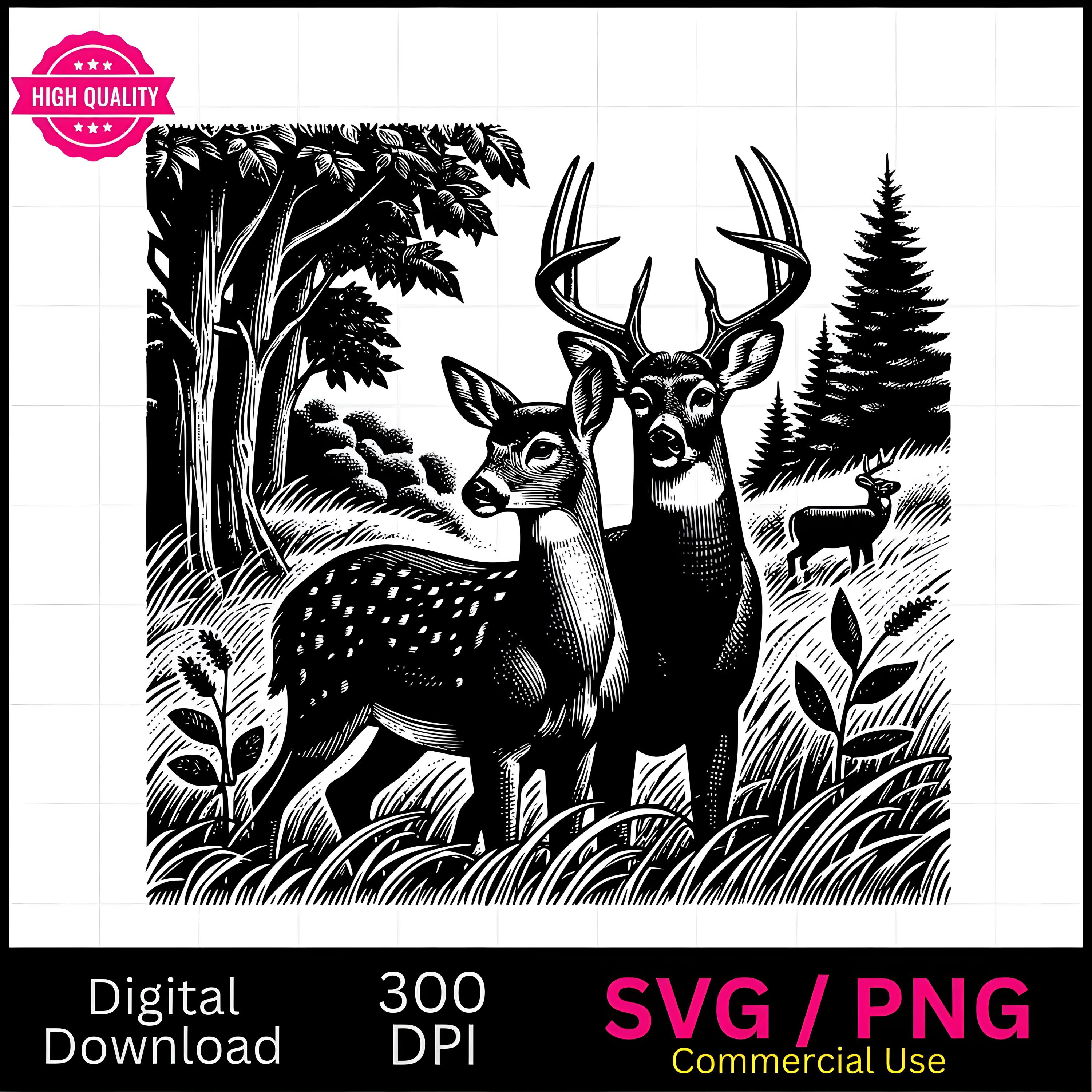 Buck and Doe SVG, Buck Clipart, Whitetail Svg, Hunting Svg, Deer ...