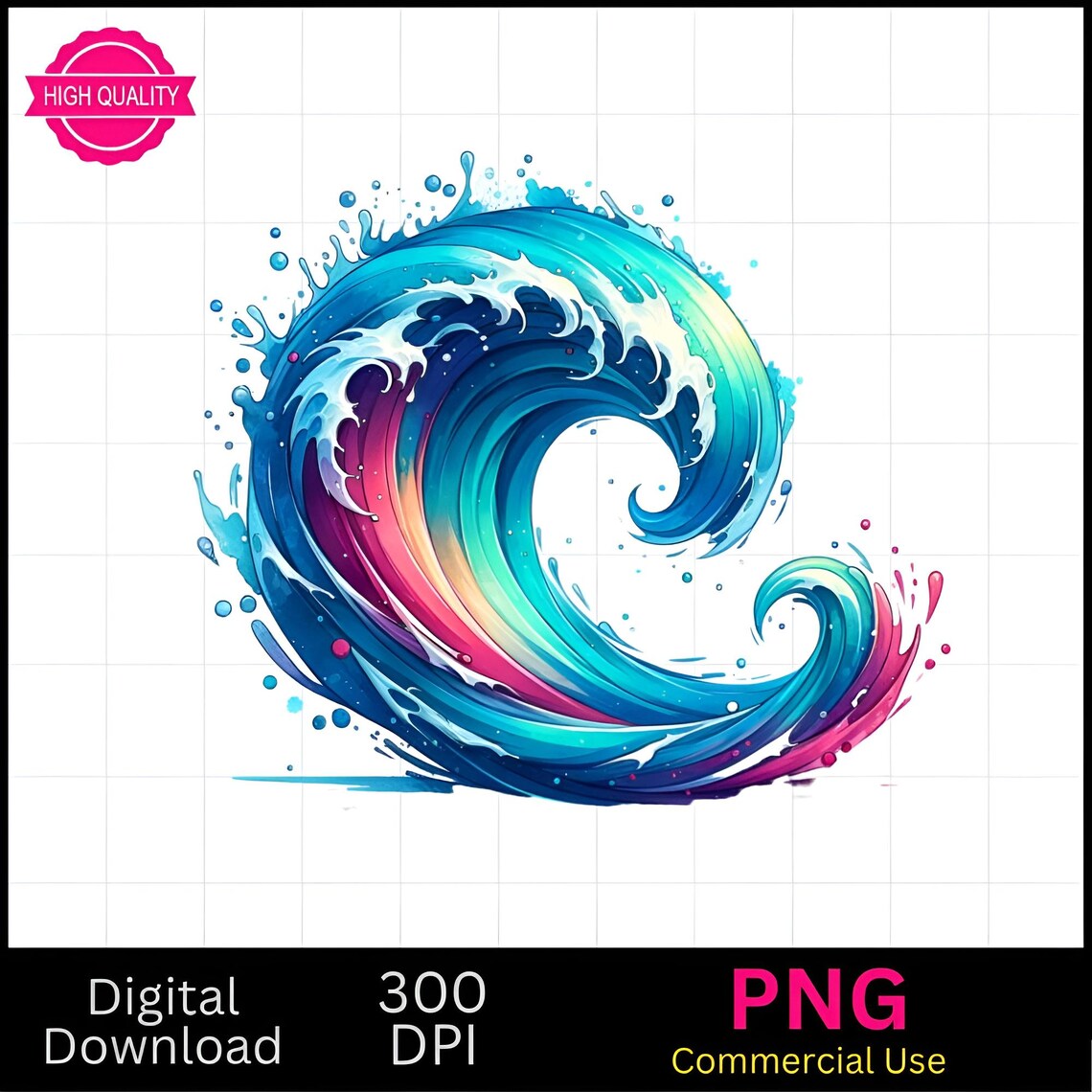 Wave Clipart Dynamic Wave Clipart Bundle High-quality Design Ocean Art ...