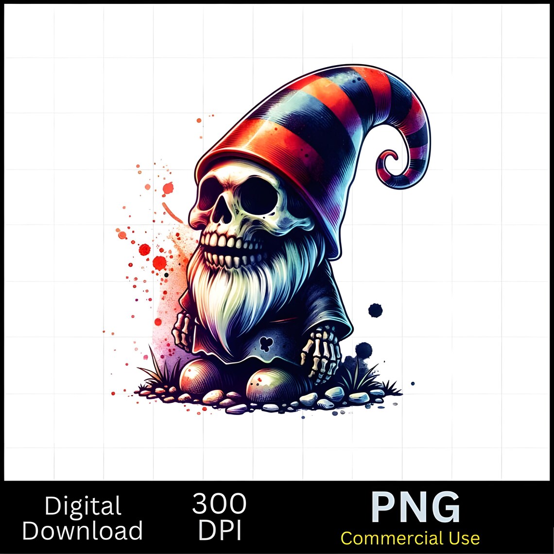 Skeleton Gnome Clipart Spooky Skeleton Gnome Clipart Bundle High ...