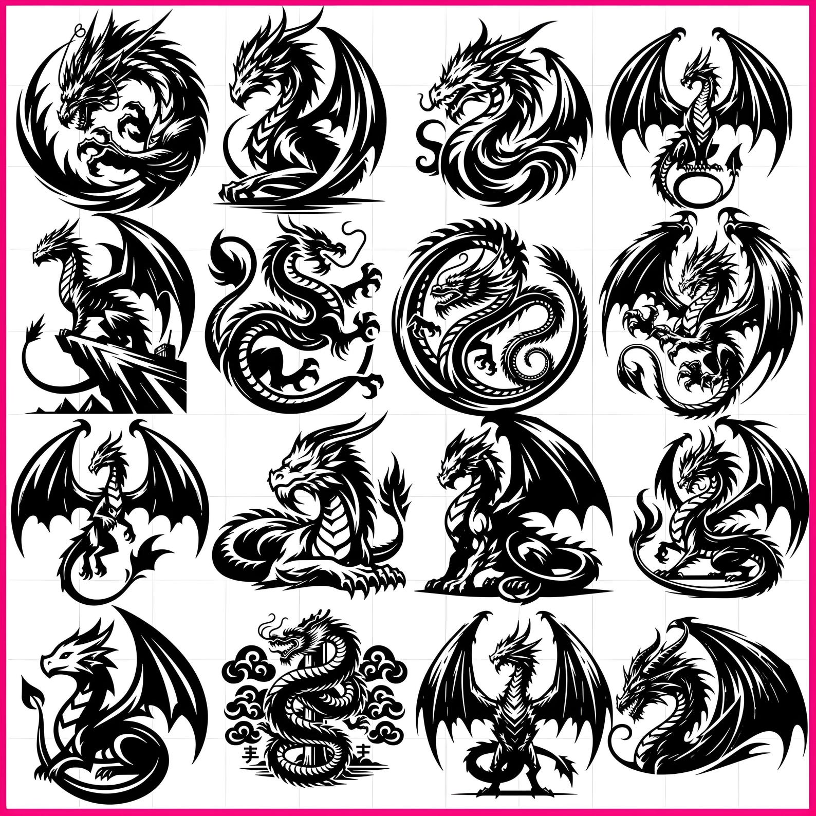 Dragon SVG Bundle: Clipart, Vector, Silhouette (digital Download) - Etsy