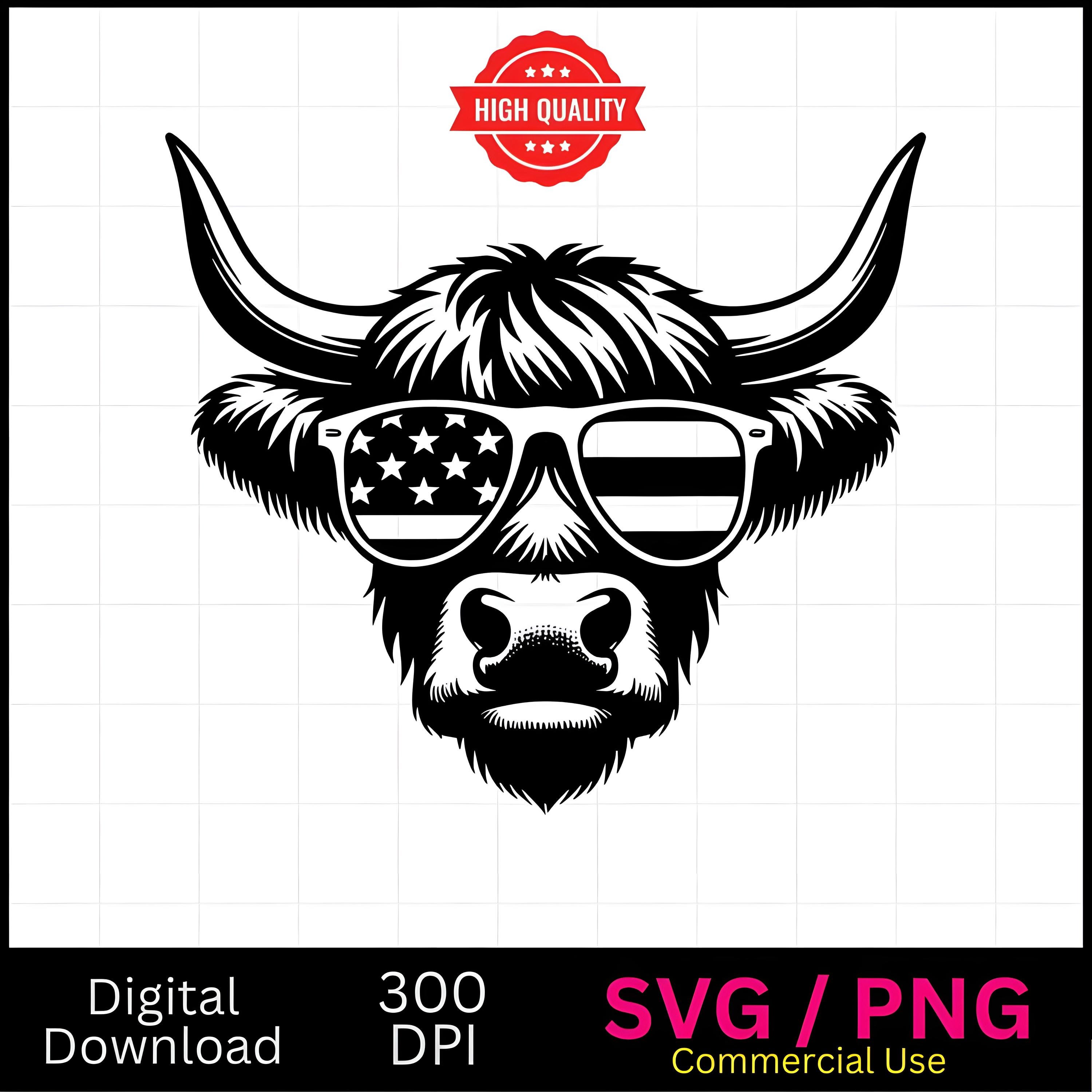 American Flag Highland Cow SVG PNG, Fourth of July Svg, American Flag ...