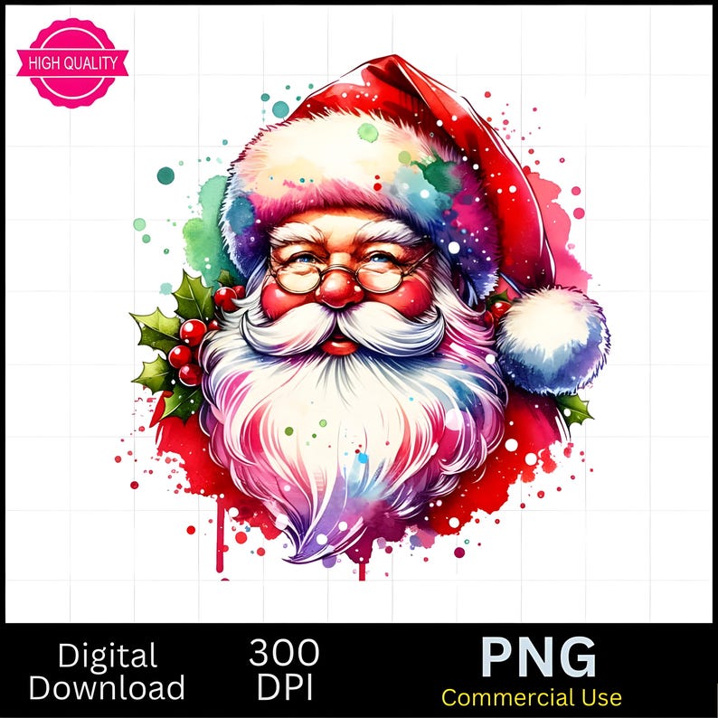 Santa Clipart Festive Santa Clipart Bundle High-quality Design Holiday ...