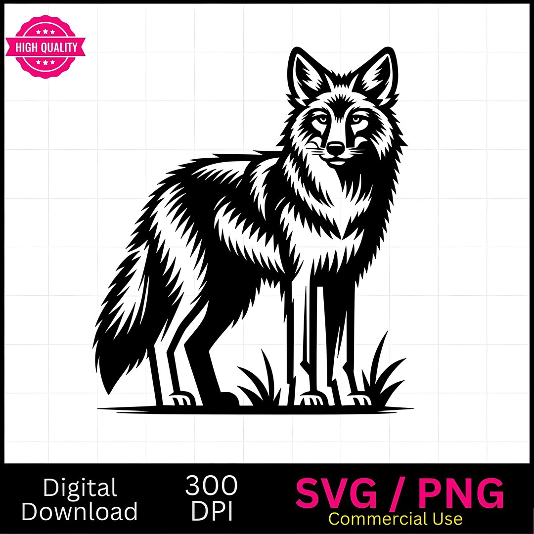 Coyote Standing in Woods SVG, Coyote Svg, Coyote Silhouettes, Coyote ...