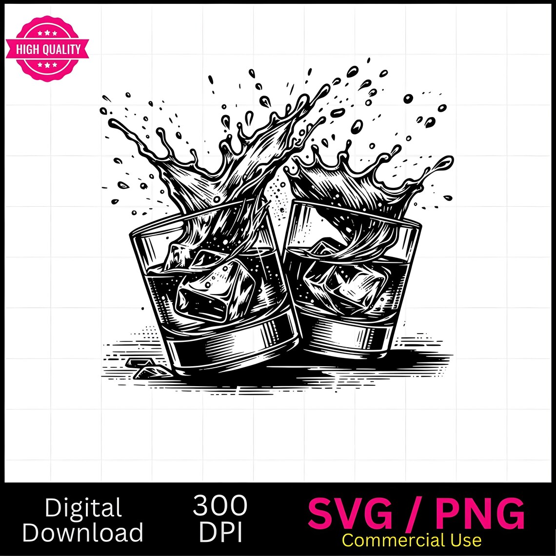 Whiskey Glasses SVG PNG, Cheers Svg, Vector Graphic, Laser Engraver ...