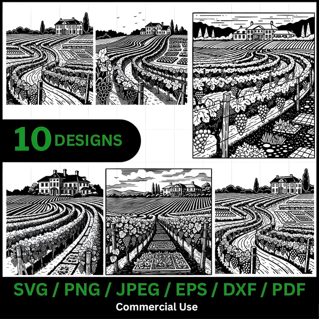 Vineyard Estate Laser Cut File, Winery SVG PNG JPG (digital Download ...