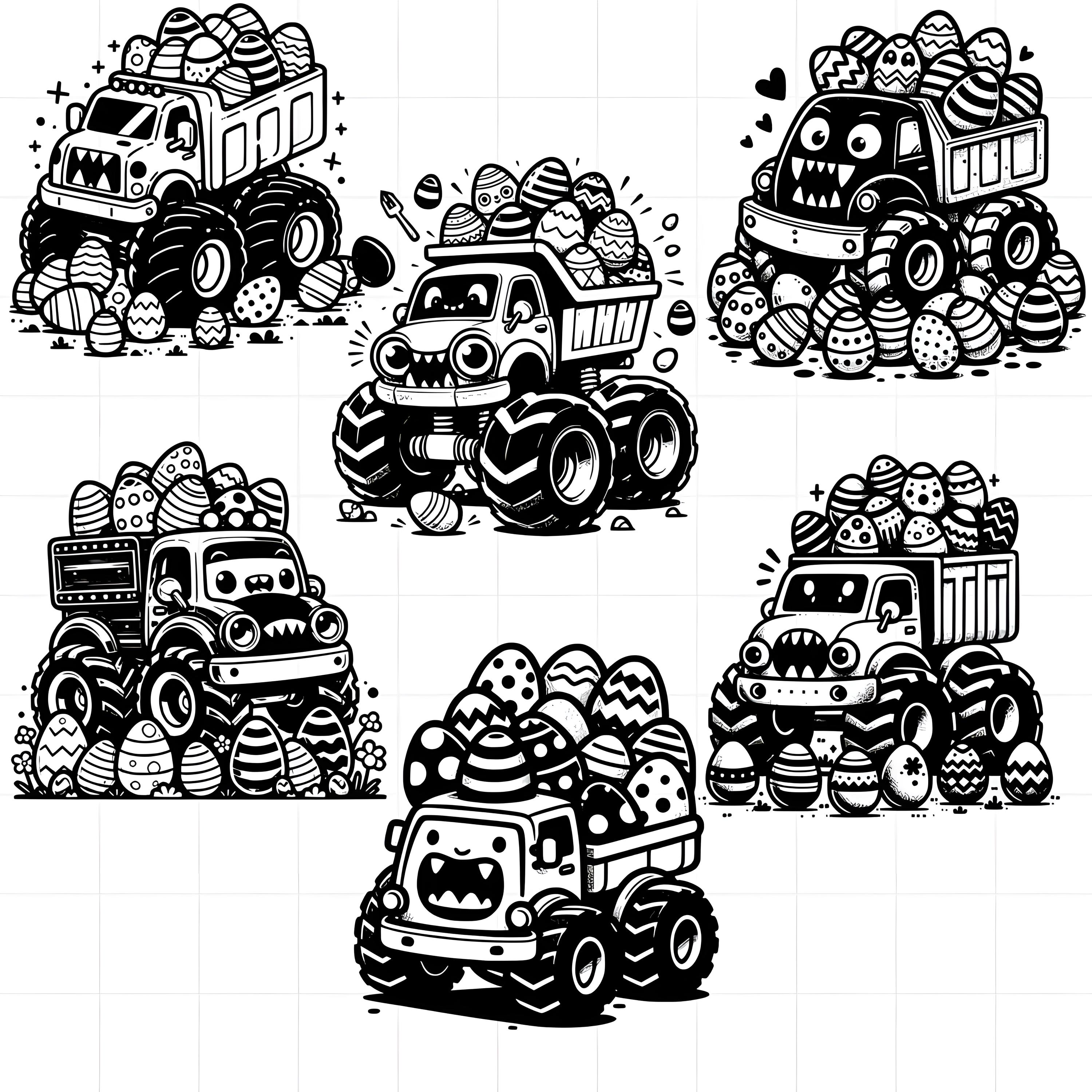Monster Truck Easter Eggs PNG | Kids Easter Truck Design | Bunny Egg ...