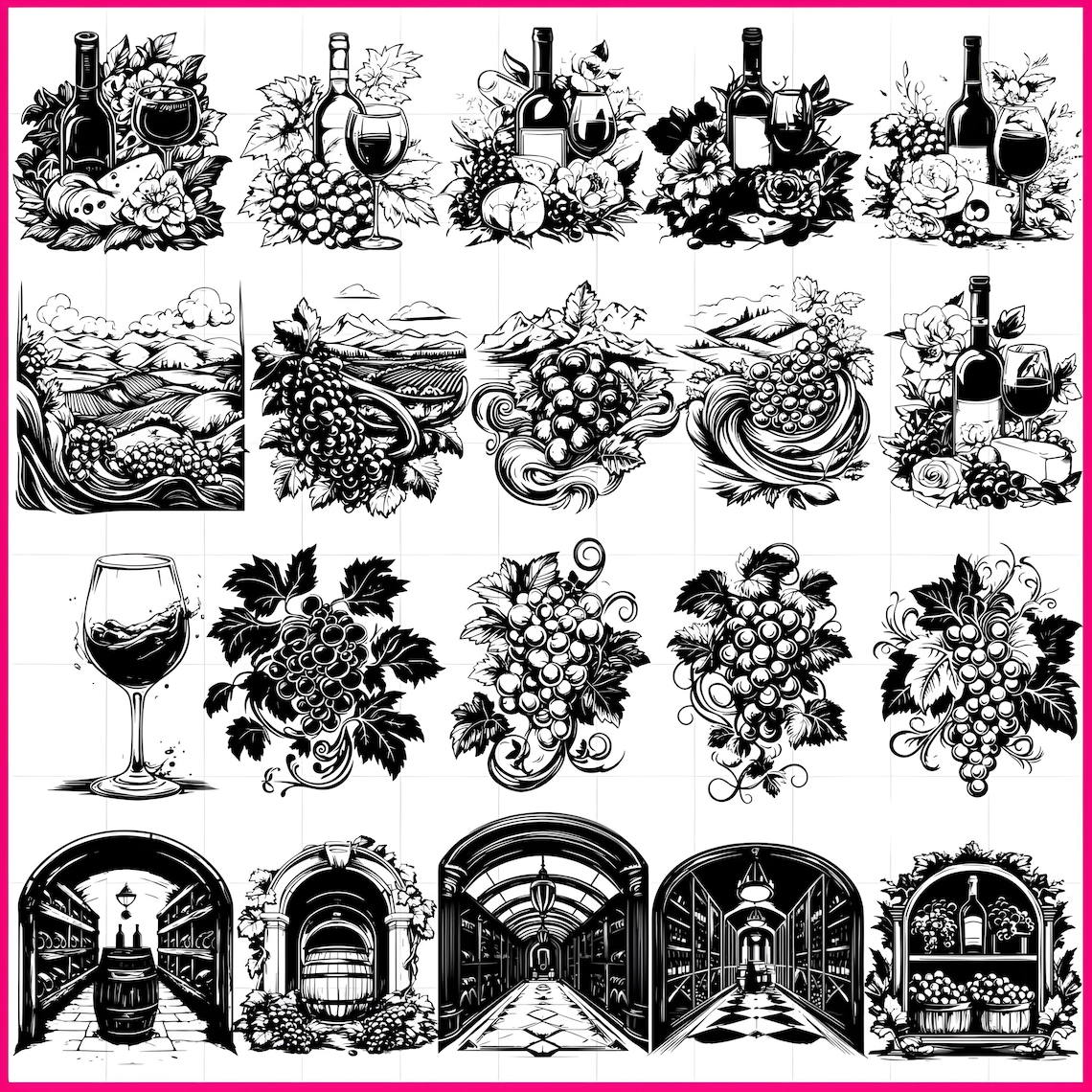 Wine and Cheese Svg Bundle / Wine Svg Files / Vineyard / Winery / Grape Svg / Wine Tasting Svg ...